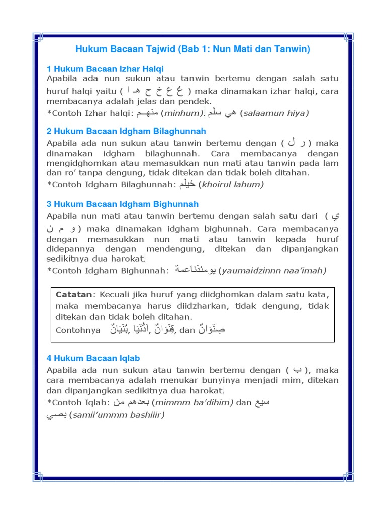 Hukum Bacaan Tajwid | PDF