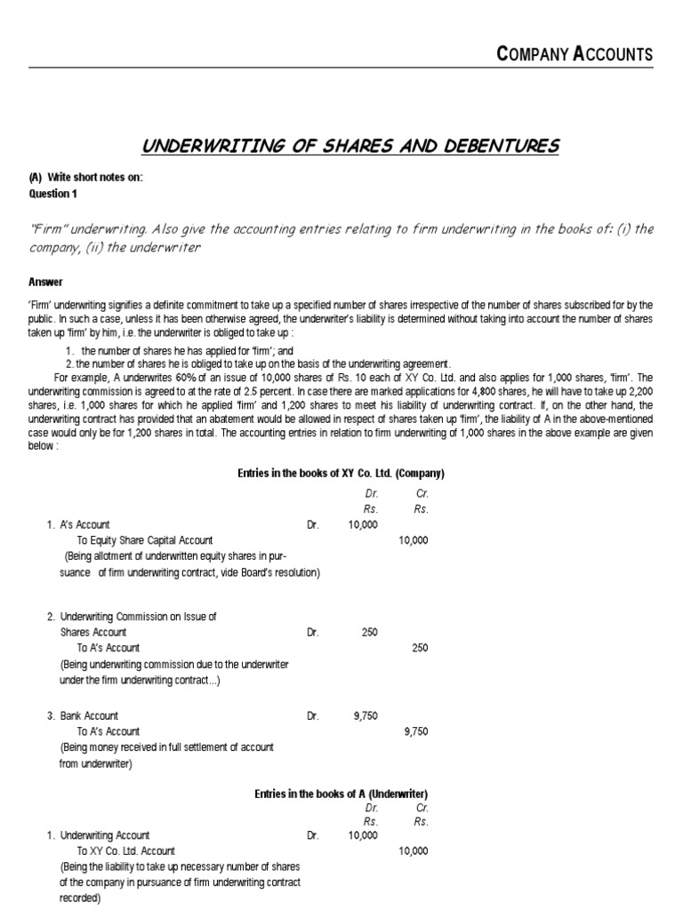 Firm Underwriting Accounting Entries | PDF | Underwriting | Equity ...