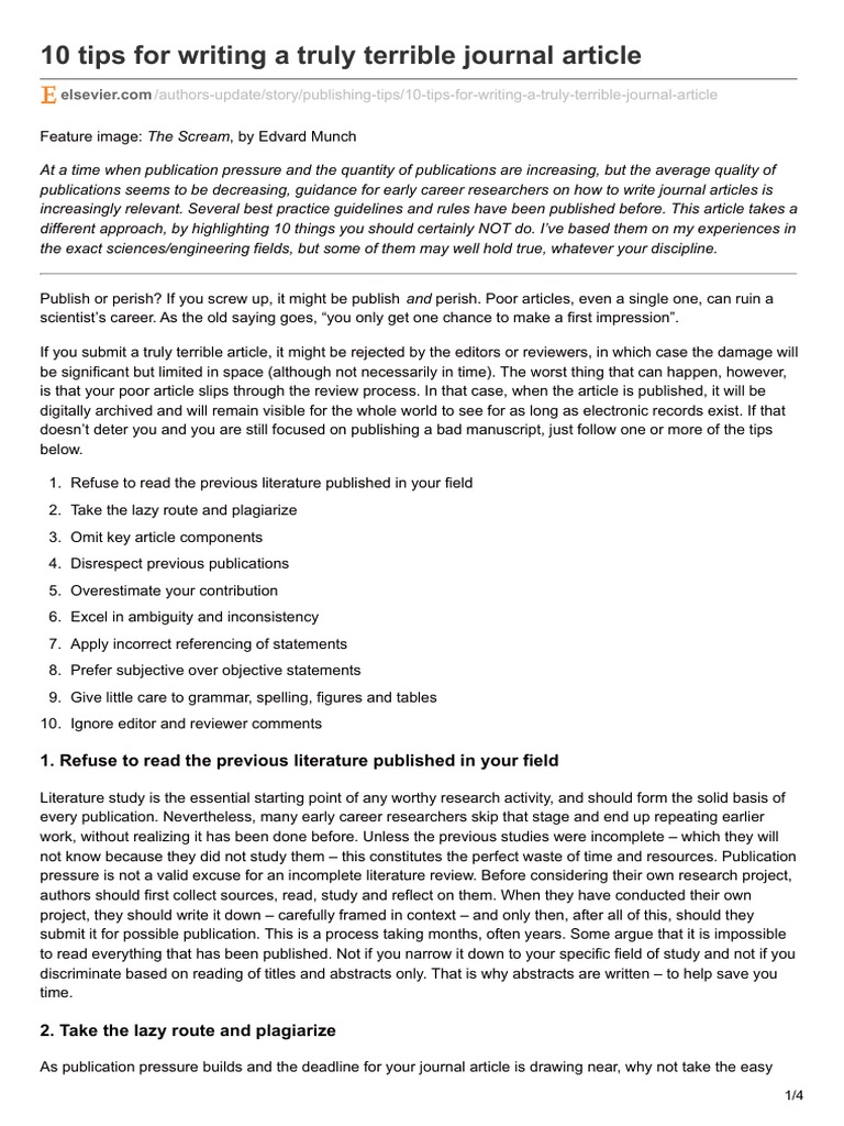 10 Tips For Writing A Truly Terrible Journal Article | PDF | Plagiarism ...
