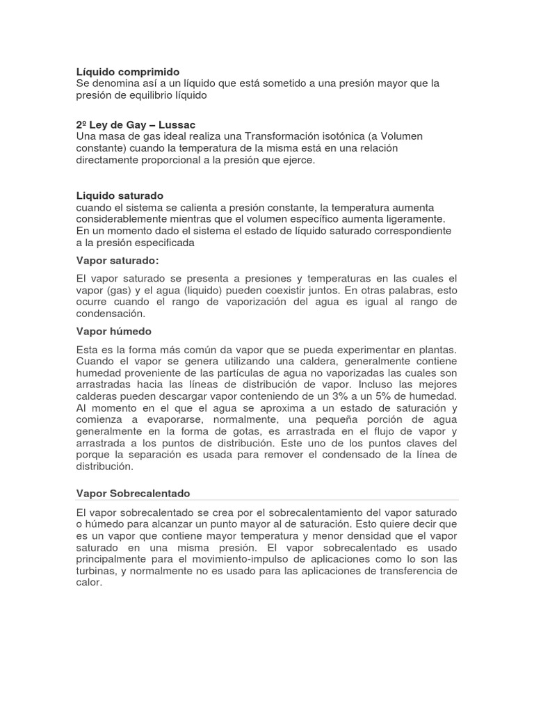 Propiedades del líquido comprimido | PDF | Entalpía | Calor latente