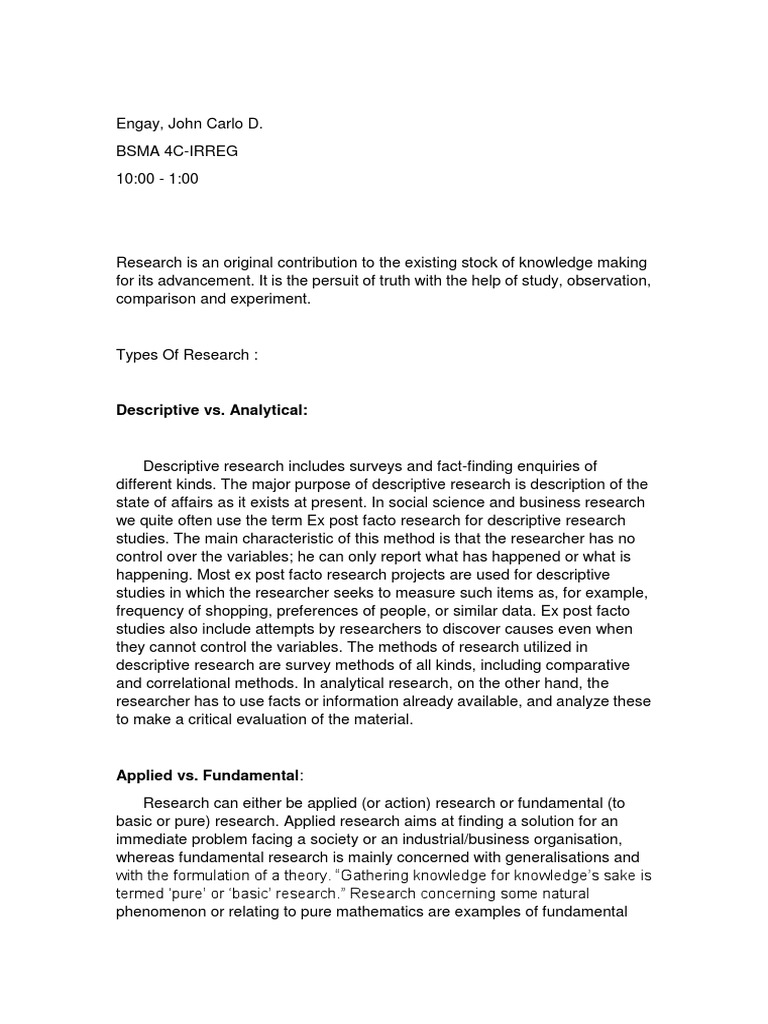 Descriptive vs. Analytical | PDF | Quantitative Research | Qualitative ...