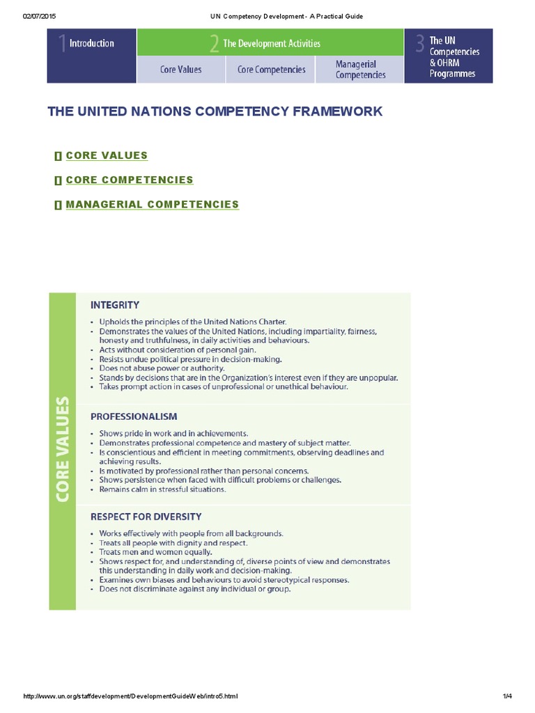UN Competency Development - A Practical Guide | PDF