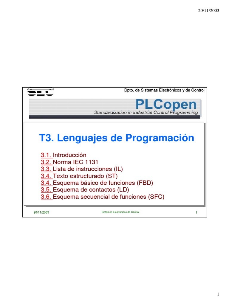 Norma IEC 1131-3 PDF | PDF | Controlador lógico programable | Ingeniería