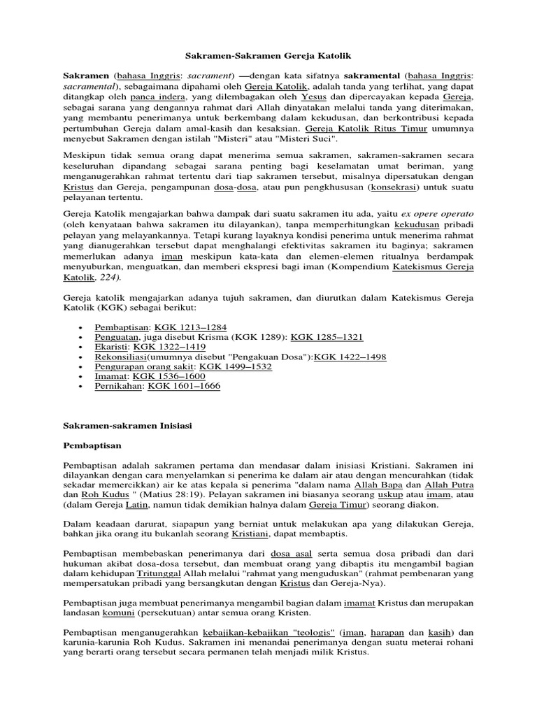 Sakramen-Sakramen Dalam Gereja Katolik | PDF | Filsafat | Agama ...