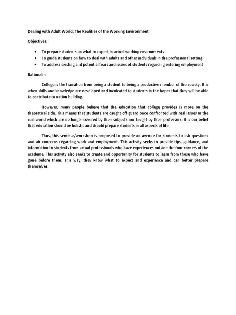 Navigating the Adult Work Environment | PDF