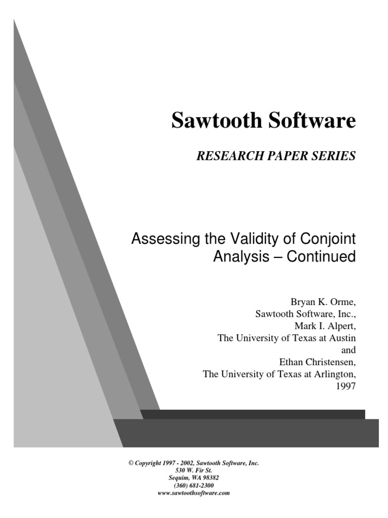 Sawtooth Software: Assessing The Validity of Conjoint Analysis - Continued | PDF | Survey ...
