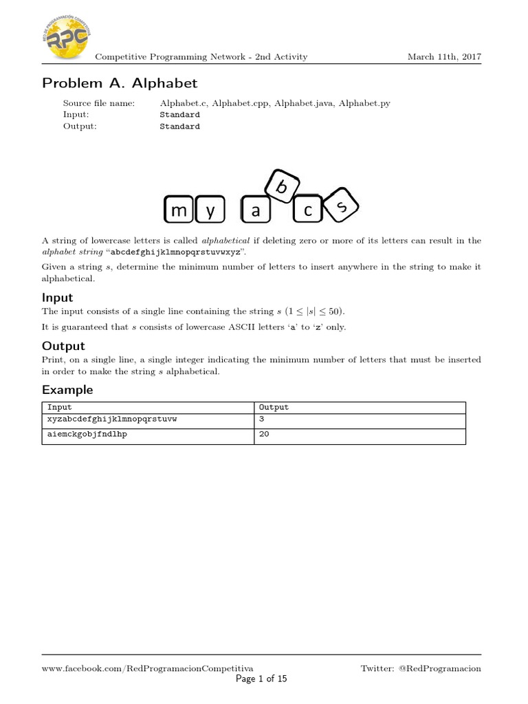 Competitive Programming Network - 2nd Activity | PDF | Tournament | String (Computer Science)