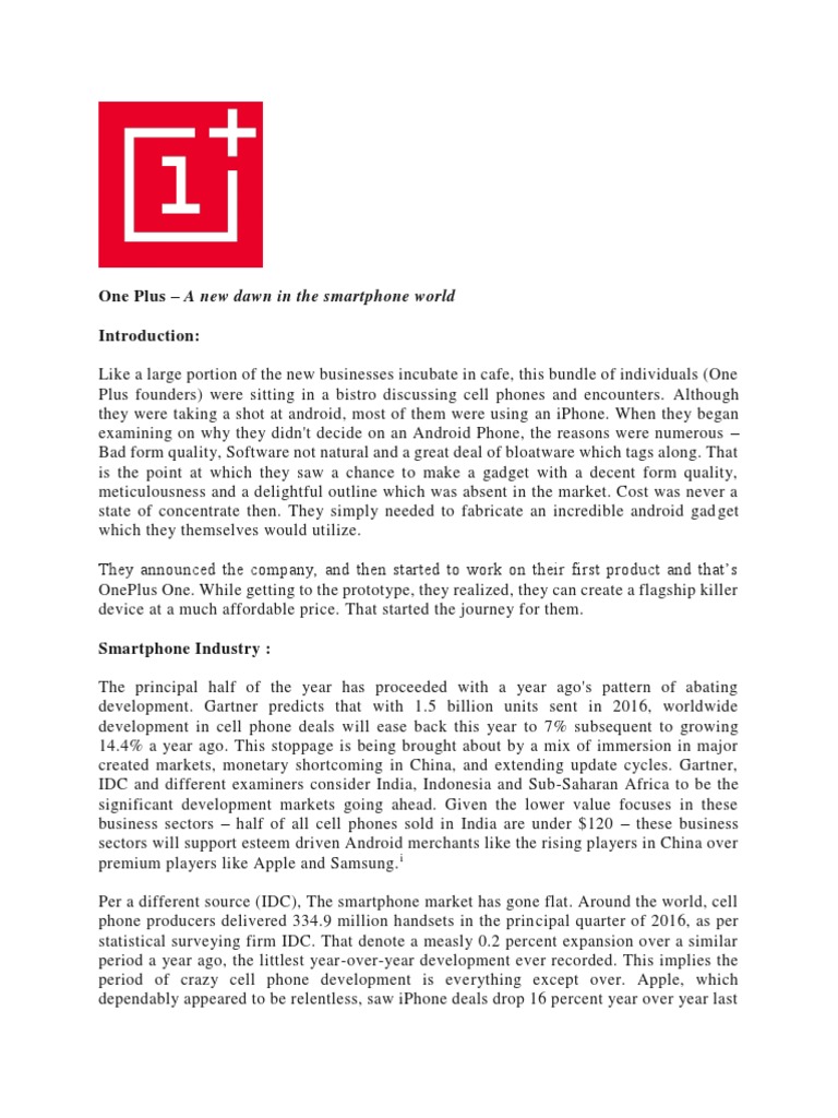 One Plus Strategy | PDF | Smartphone | Android (Operating System)