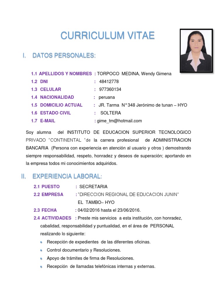 Curriculum Vitae Wendy Terminado | PDF | Business | Science