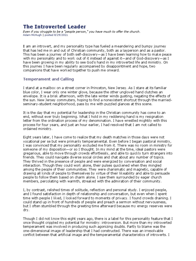 The Introverted Leader | Moses | Extraversion And Introversion