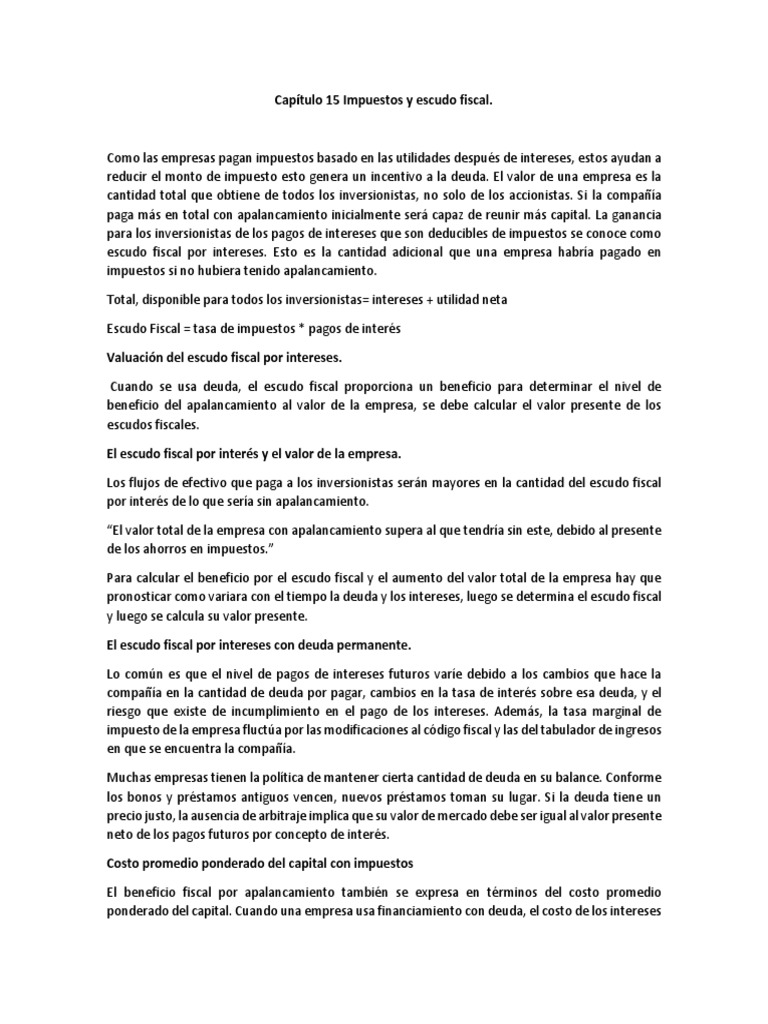 Capitulo 15 Impuestos Finanzas Corporativas | PDF | Apalancamiento (Finanzas) | Deuda gubernamental
