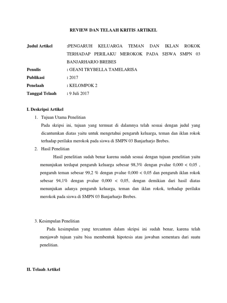 Review Dan Telaah Kritis Skripsi Ca 2 | PDF