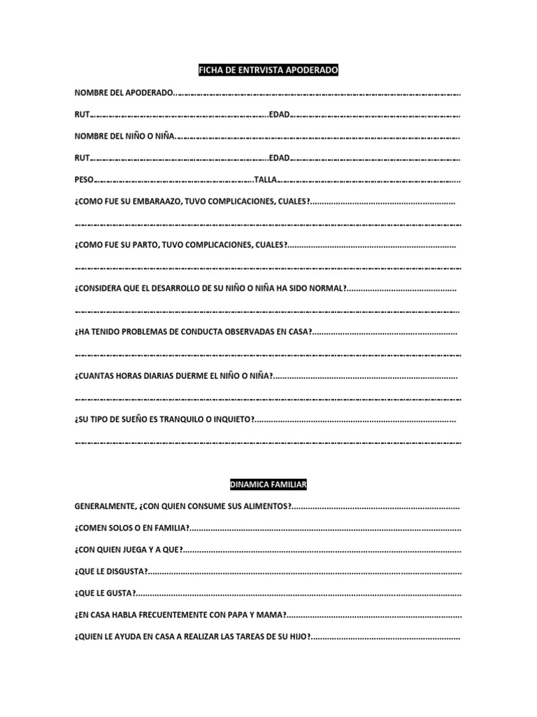 Ficha de Entrvista Apoderado | PDF