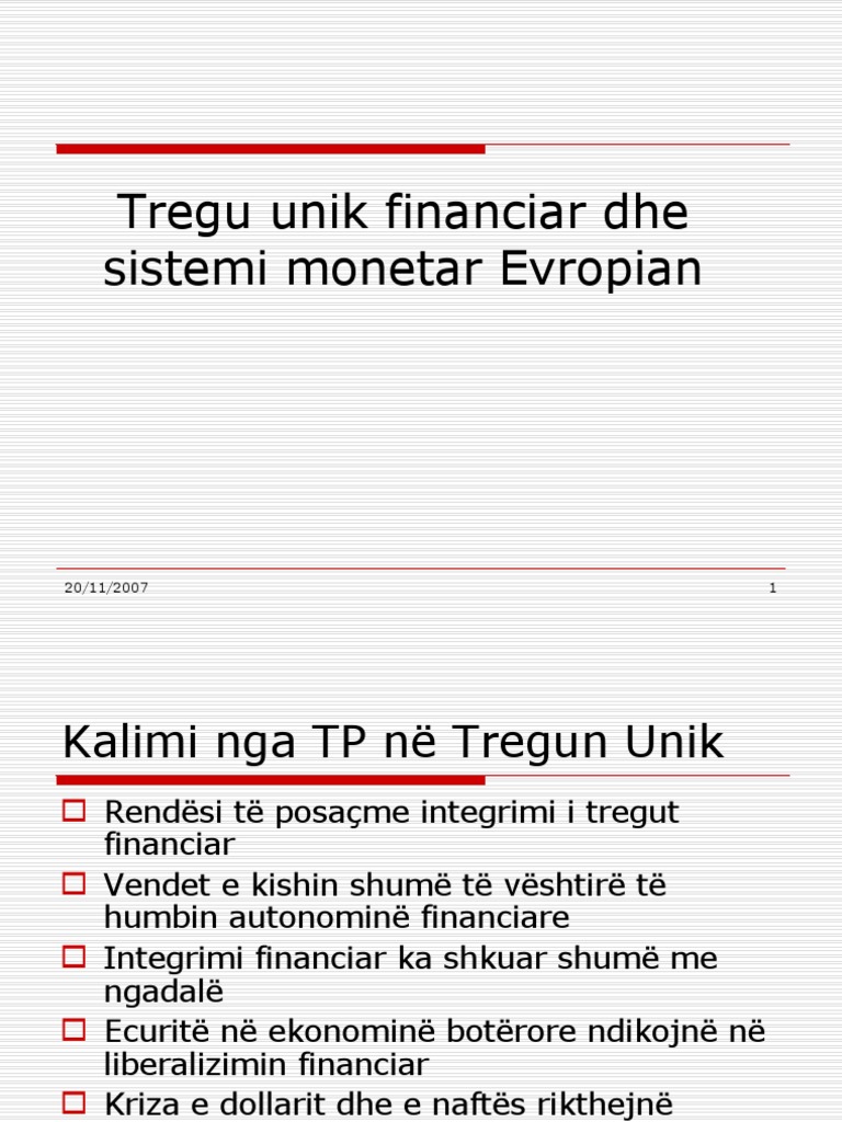 Tregu Financiar Dhe Sistemi Monetar Europian | PDF