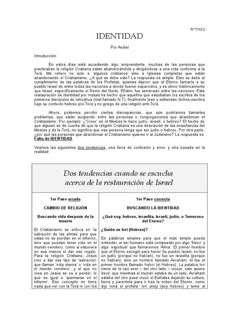 Explicacion Sobre La Identidad Judia - Mesianismo | PDF | Judios | Tora