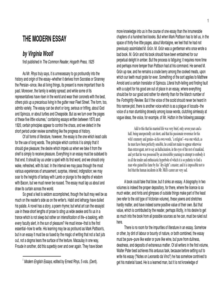 The Modern Essay | PDF | Essays