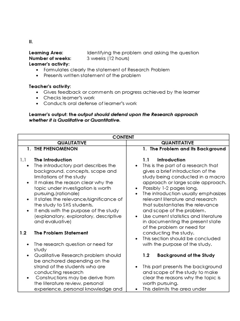 II. Identifying The Problem and Asking The Question | PDF | Theory ...