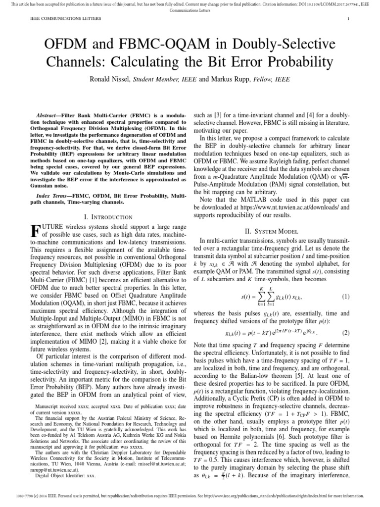 Analyzing the Performance of OFDM and FBMC Modulation Techniques in ...
