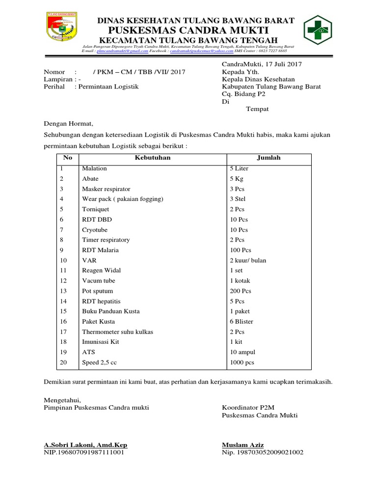 Surat Rekomendasi Permintaan Log p2m | PDF