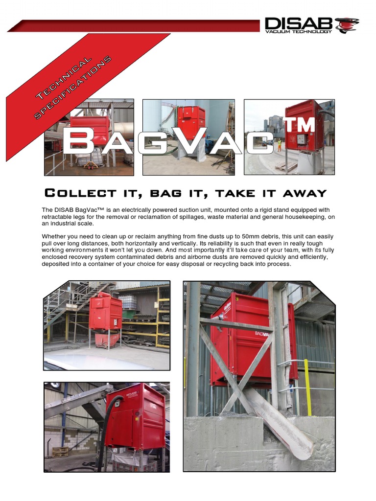 1 Disab Uk Bagvac Tech Spec | PDF | Vacuum Cleaner | Valve