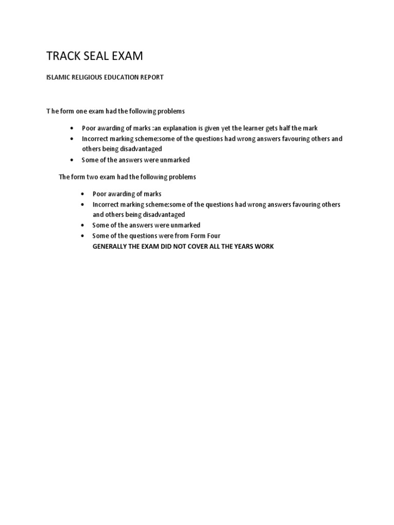 Track Seal Exam - Docx Ire | PDF | Career & Growth