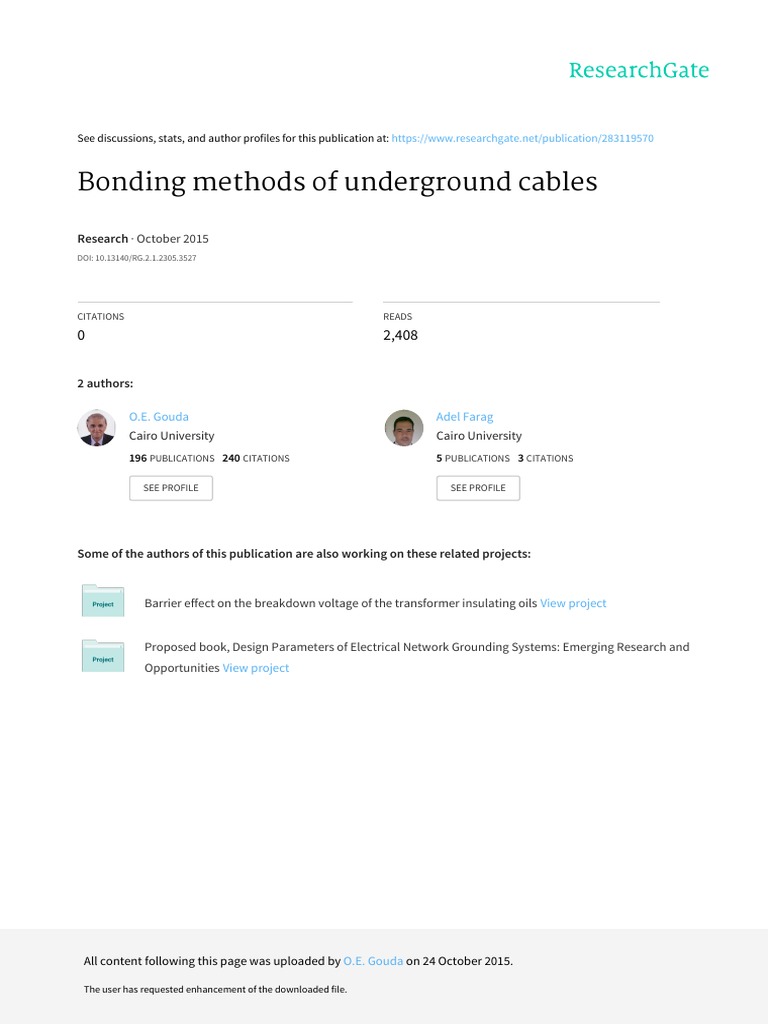 Bonding Methods of Underground Powerb Cables | PDF | Cable | Insulator ...
