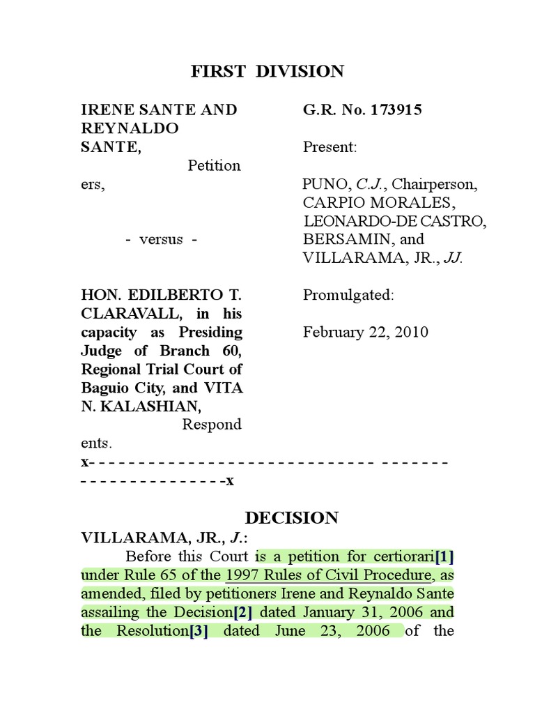 Sante Vs Claravall | PDF | Complaint | Lawsuit