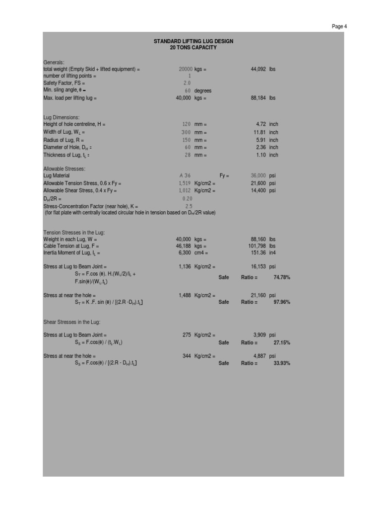 lifting lug calculation | Stress (Mechanics) | Mechanical Engineering