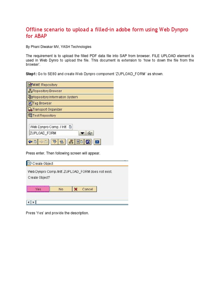 Offline Scenario To Upload A Filled-In Adobe Form Using Web Dynpro For ABAP | PDF