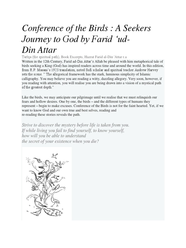 Conference of the Birds - A Seekers Journey to God by Farid ‘Ud-Din ...