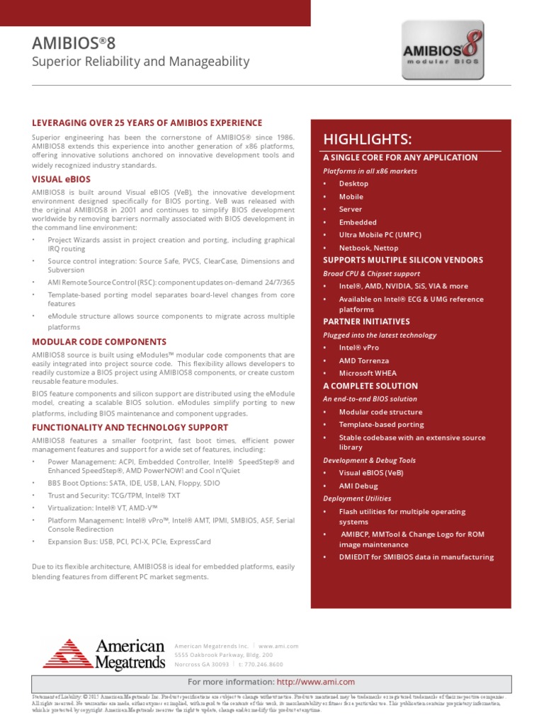 Amibios8 Data Sheet | PDF | Bios | Porting