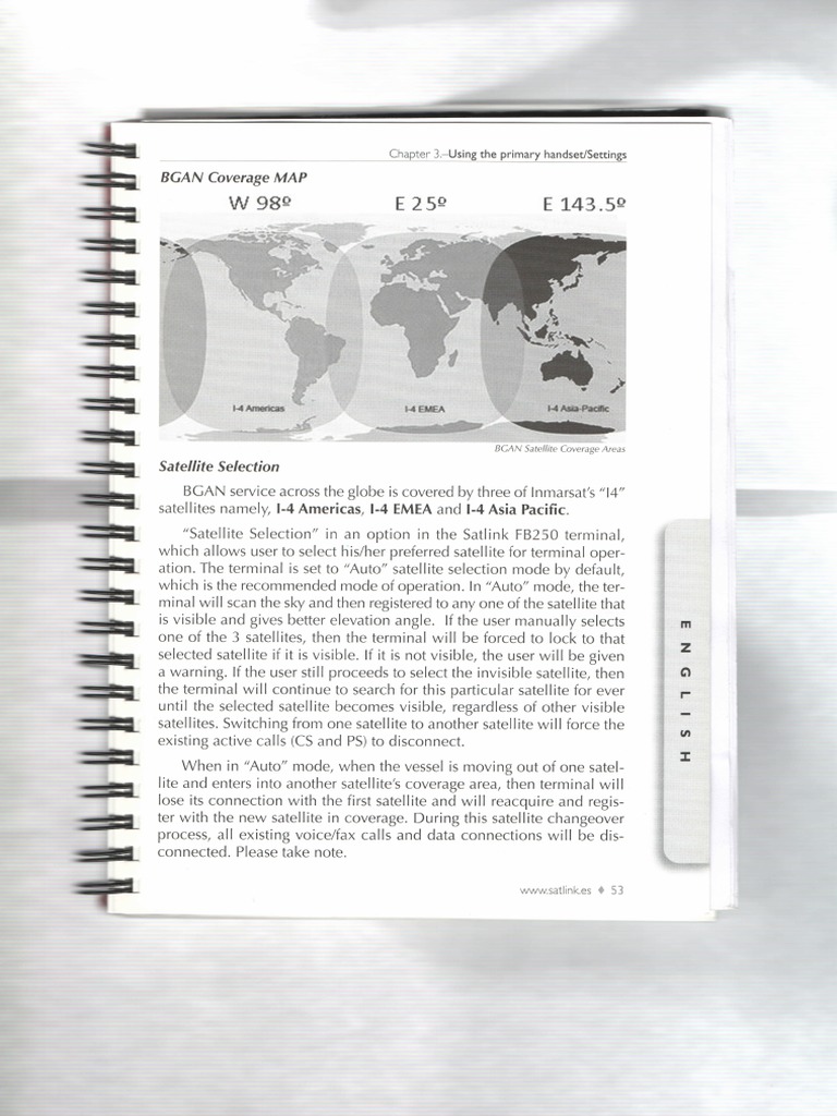BGAN Coverage MAP & SATLINK FB250 Satellite Selection | PDF