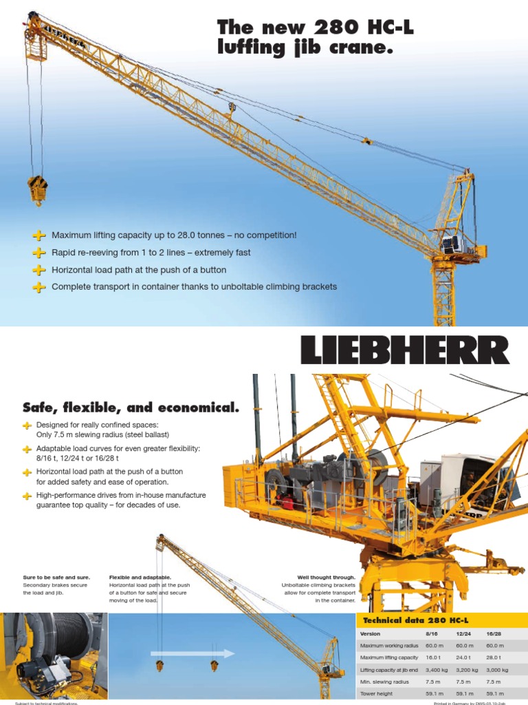 Liebherr 280 HC L Luffing Jib Crane | PDF | Industries | Transport