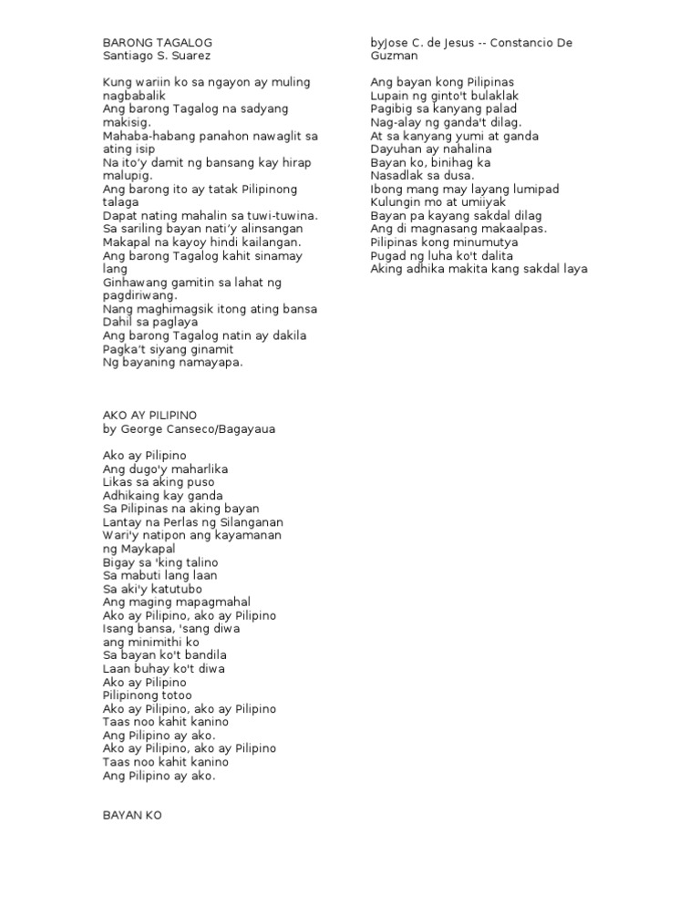 Makabayan Song Lyrics | PDF