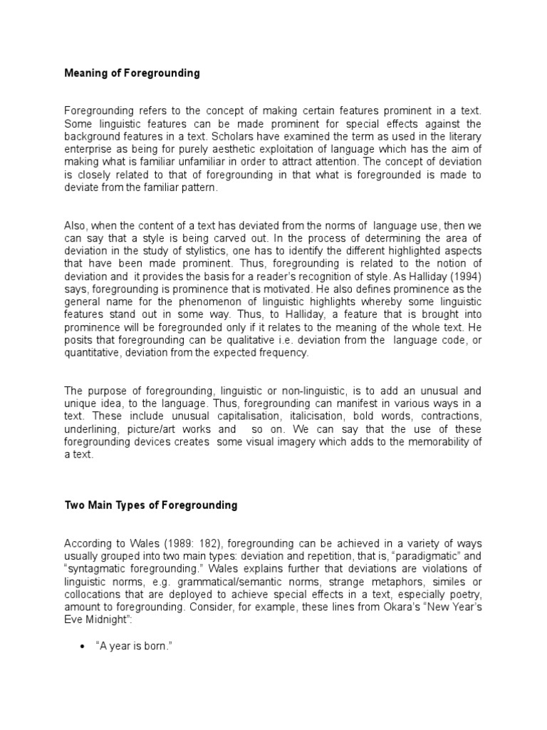 Foregrounding | PDF | Poetry | Linguistics