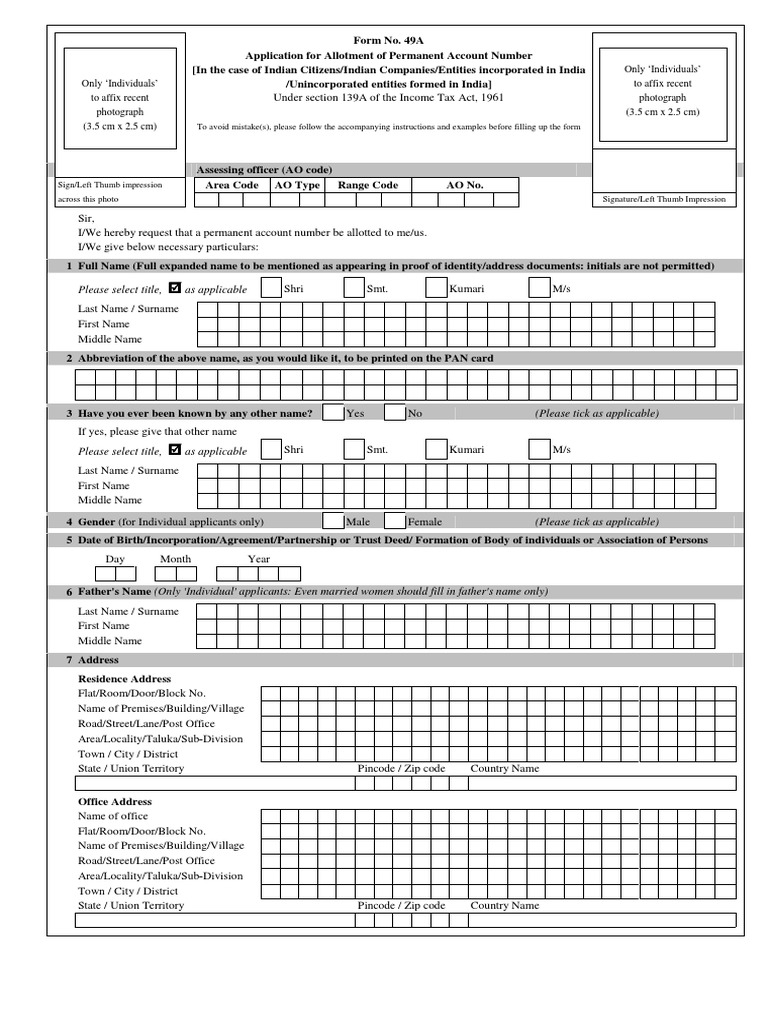 Form No. 49A Application | PDF | Government | Government Information
