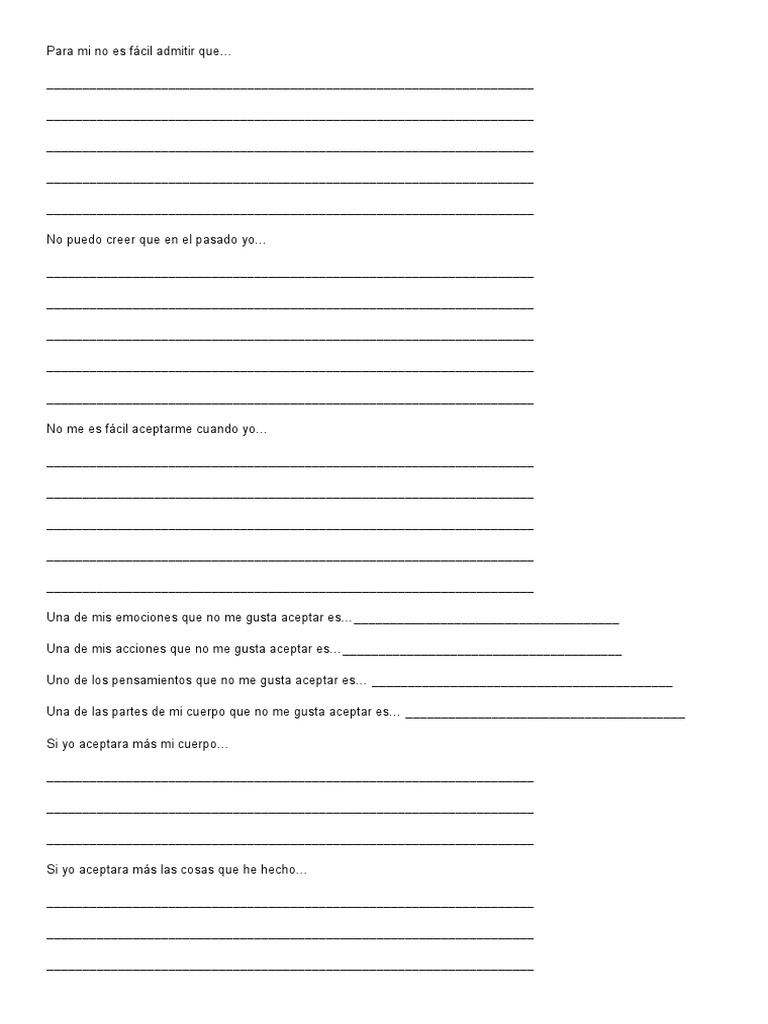 Ejercicios de Autoestima para Adultos | PDF | Autoestima | Conceptos ...