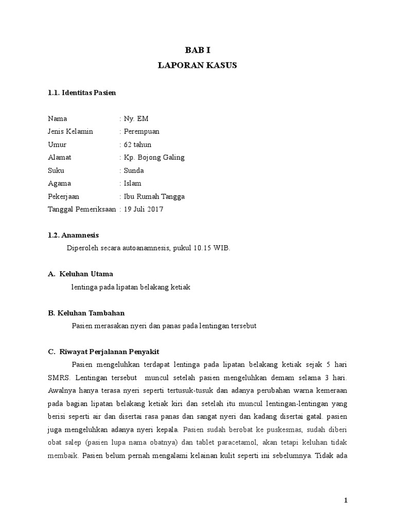 Laporan Kasus Herpes Zoster Regio Thorakal | PDF