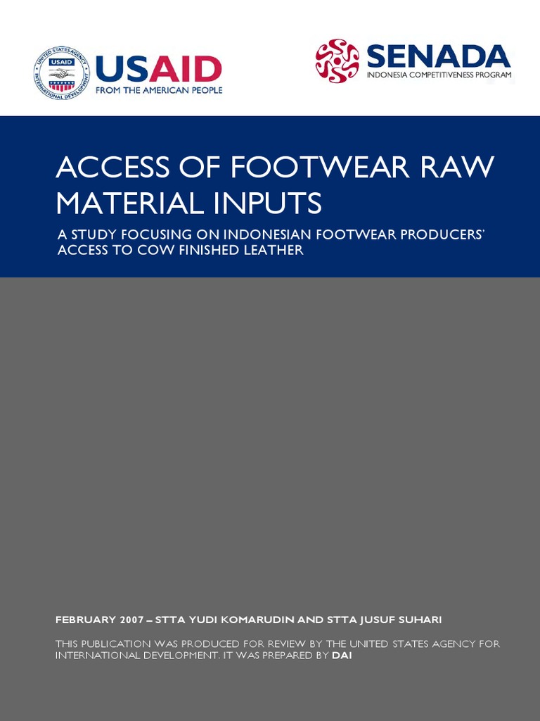 ACCESS OF FOOTWEAR RAW Materials - A Study PDF | PDF | Leather | Shoe
