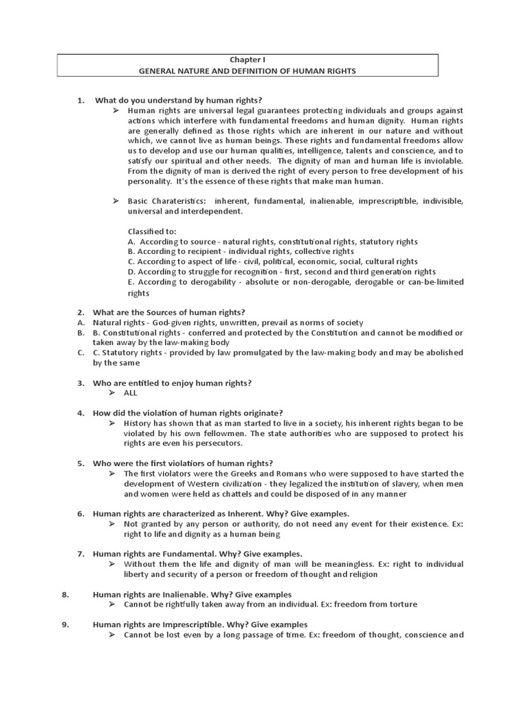 Human Rights Chapter Summary | PDF | Human Rights | Natural And Legal ...