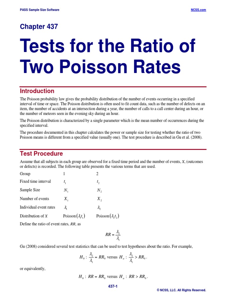 Tests for the Ratio of Two Poisson Rates | Statistical Hypothesis ...