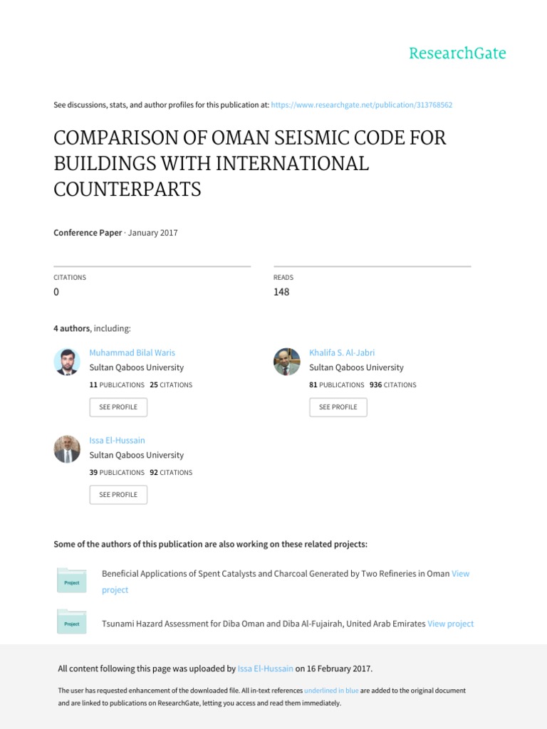 Oman Seismic Code vs. Global Codes | PDF | Seismology | Earthquakes