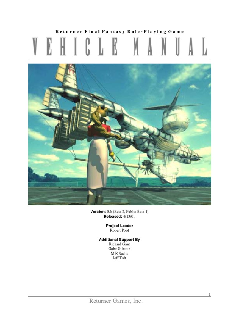 Final Fantasy Vehicle Manual PDF | PDF | Final Fantasy | Vehicles