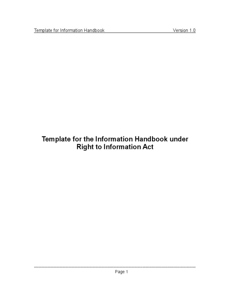 Template For The Information Handbook Under Right To Information Act ...