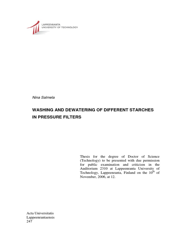 All About Starch Filteration | PDF | Filtration | Starch