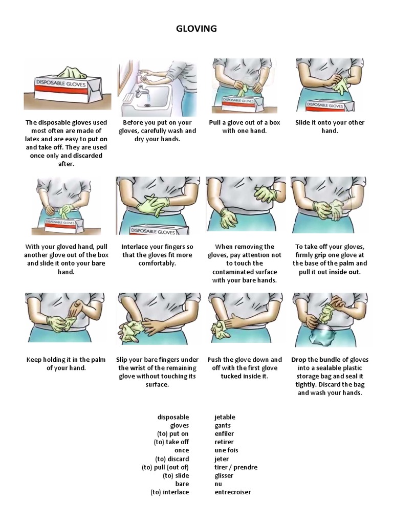 D12 English-Nurses Skills Gloving | PDF | Glove | Winter Clothes