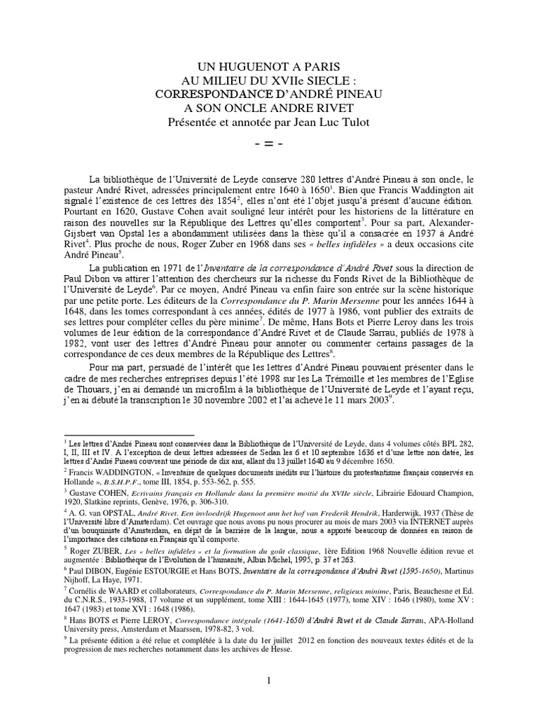 Correspondance d'André Pineau à Paris | PDF | Religions et croyances