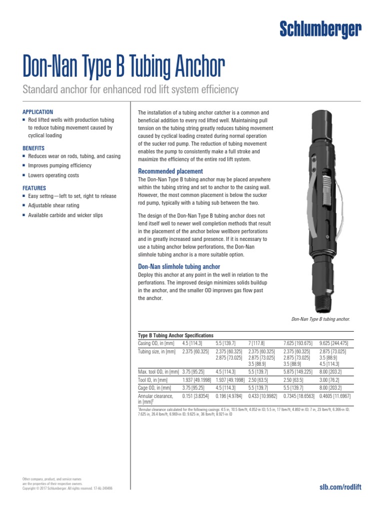 Type B Tubing Anchor Ps | PDF | Anchor | Pump