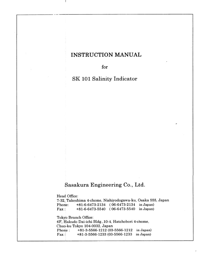 Instruction Manual For Salinity Indicator | PDF