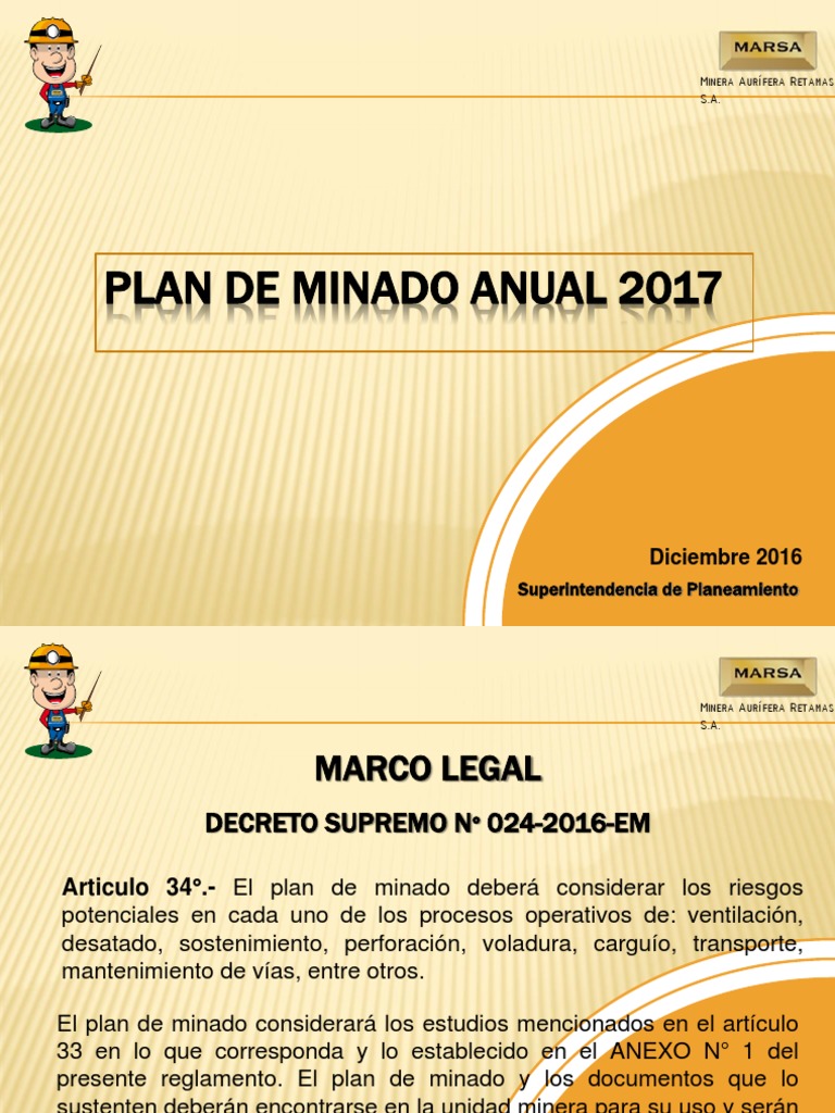 Plan de Minado Anual 2017-Presentación | PDF | Minería | Industrias
